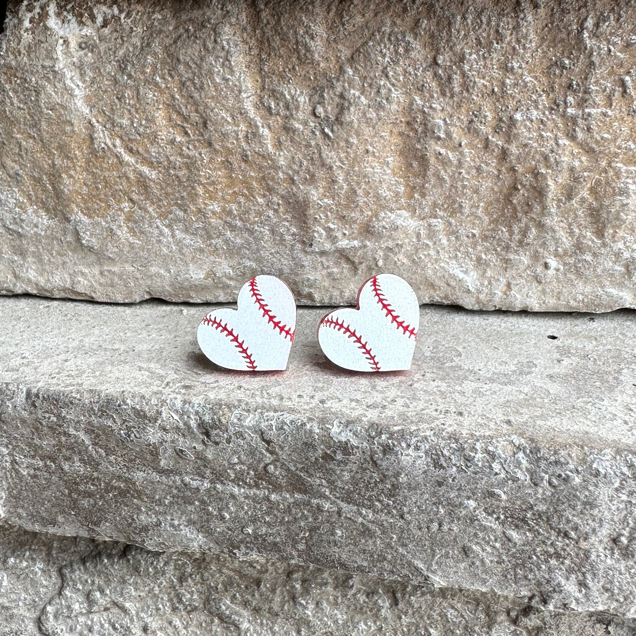 Baseball Heart Stud Earrings – Shark Tooth Shirts & Stuff